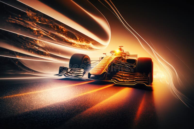 Bright Racing Car on Track for High-speed Competitions Motorsport ...