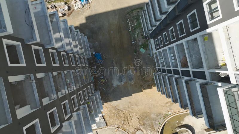 Aerial View 4K: Seaside Dwellings Construction - Refurbishing Facades ...