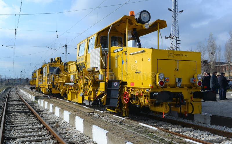 Track Construction Train on Railway Station in Sofia, Bulgaria Nov 25 ...
