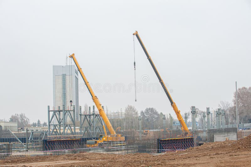 Track Crane Working in a Industrial Construction Area Stock Photo ...