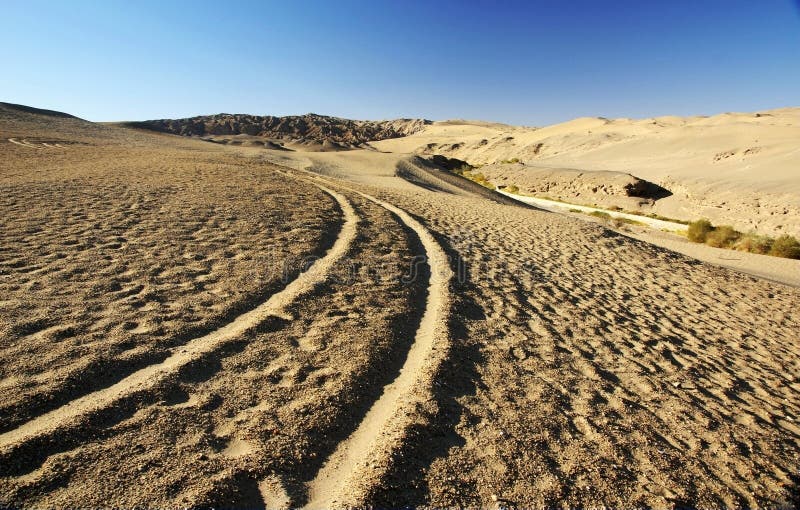 Track in desert stock image. Image of outdoor, groove - 16606349