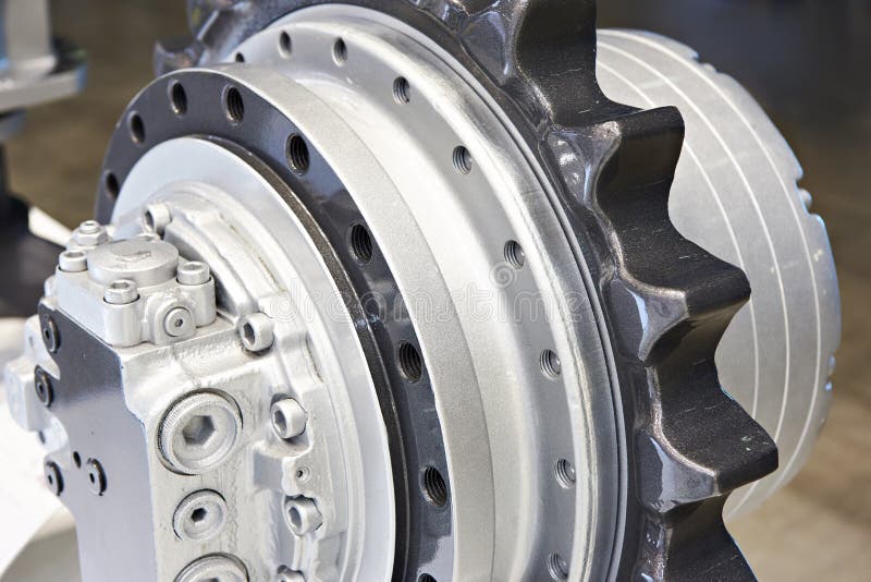 Track drive for excavators stock photo. Image of detail - 119299142