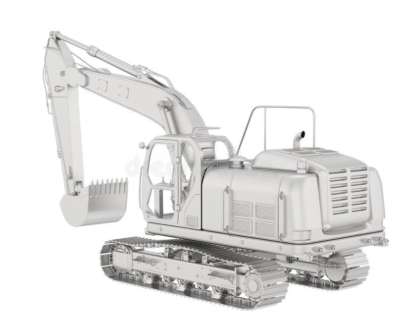 Track Excavator Isolated on Background. 3d Rendering - Illustration ...