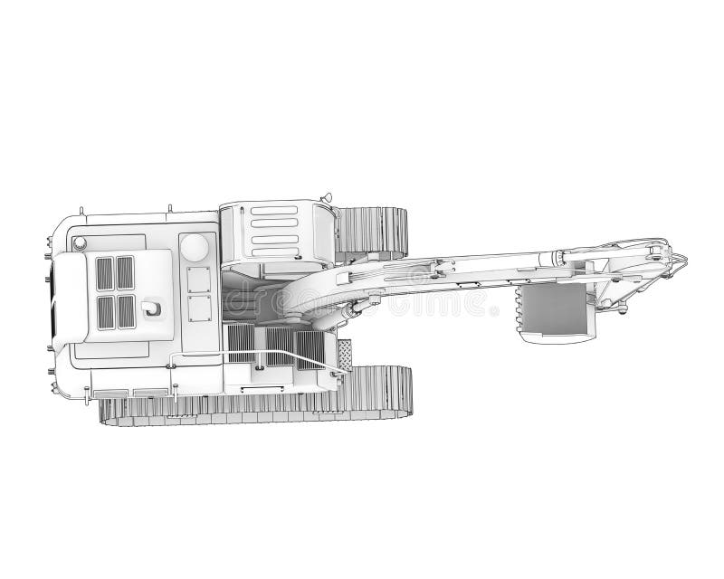 Track Excavator Isolated on Background. 3d Rendering - Illustration ...