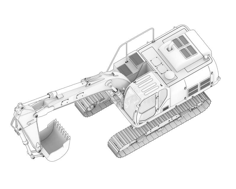 Track Excavator Isolated on Background. 3d Rendering - Illustration ...