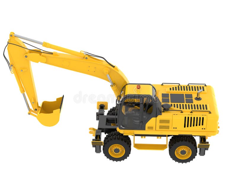 Track Excavator Isolated on Background. 3d Rendering - Illustration ...