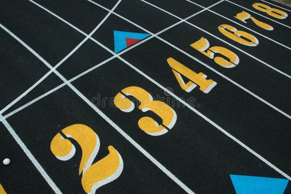 Track and Field Lane Numbers Stock Photo - Image of arena, background ...