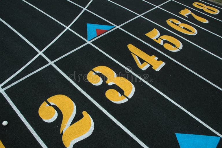 Track and Field Lane Numbers Stock Photo - Image of arena, background ...