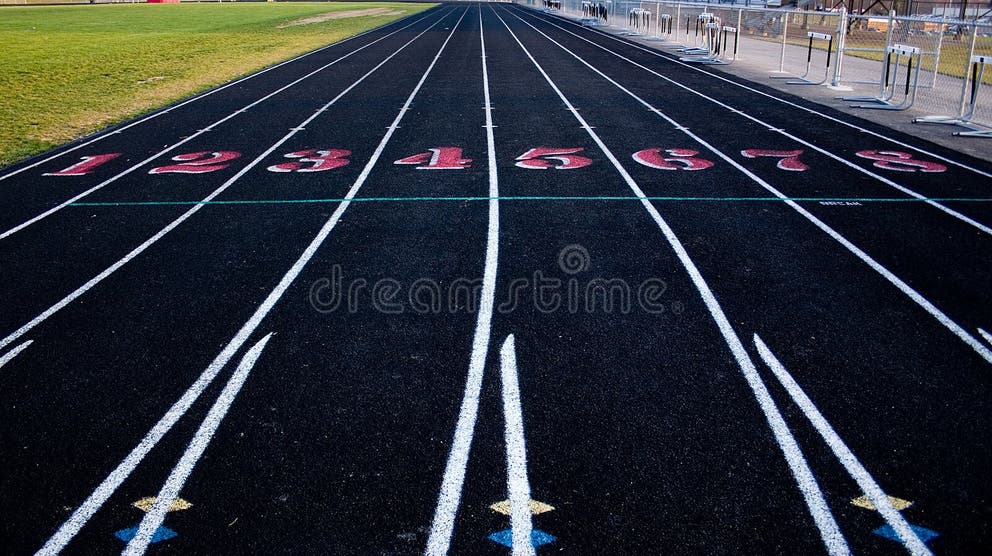 Track & Field Lanes 1 through 8 Stock Image - Image of white, high: 677681
