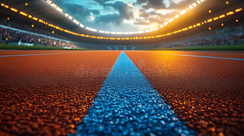 Track and Field Running Lane at Stadium Stock Illustration ...