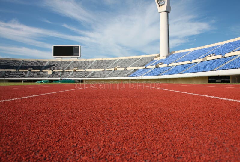 Track and field stadium stock image. Image of blue, oval - 7302283