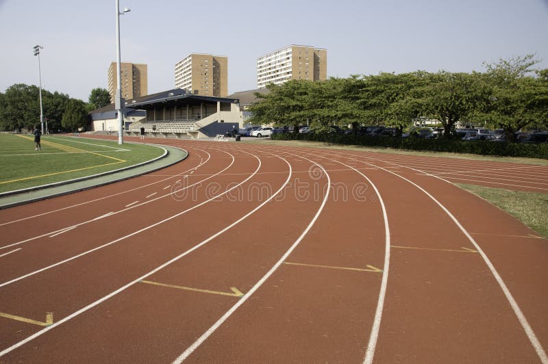 Track Lanes Close To a Turn Stock Photo - Image of sports, vertical ...