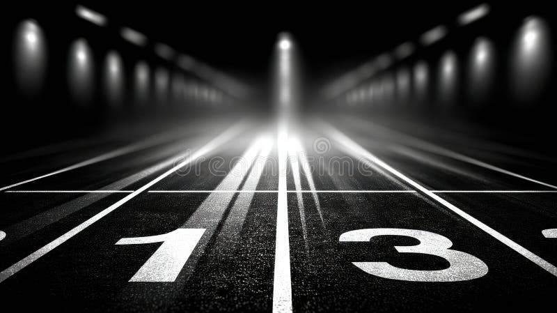 Minimalist Track Lanes Numbered 1 To 3 with Subtle Shadows and Ambient ...