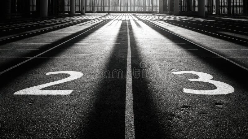 Track Lanes Numbered 1 To 3 with Minimalist Design and Light Shadows in ...