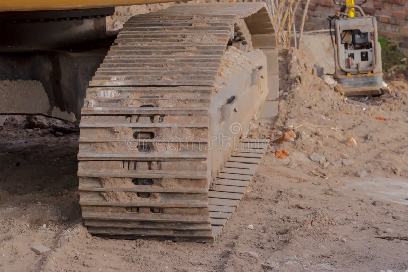 The Track of a Large Excavator on a Construction Site . Stock Photo ...