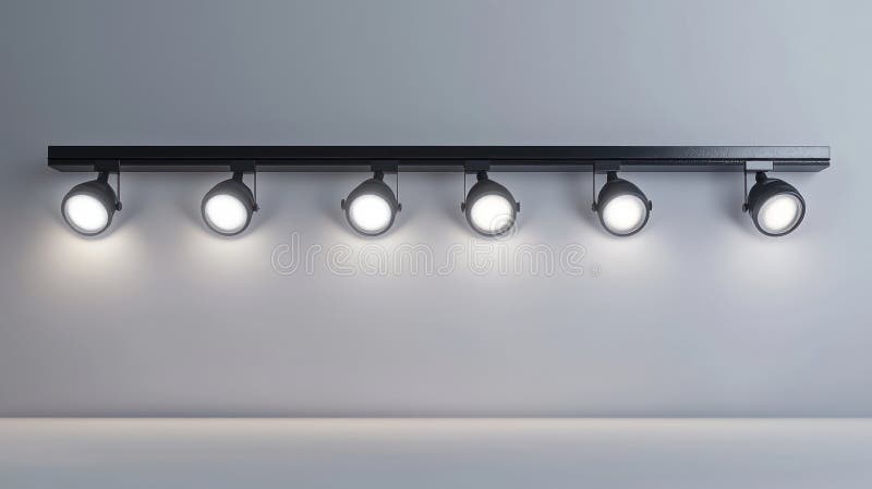 Track Lighting Shown in a Front View, Full Length, Isolated on a Blank ...
