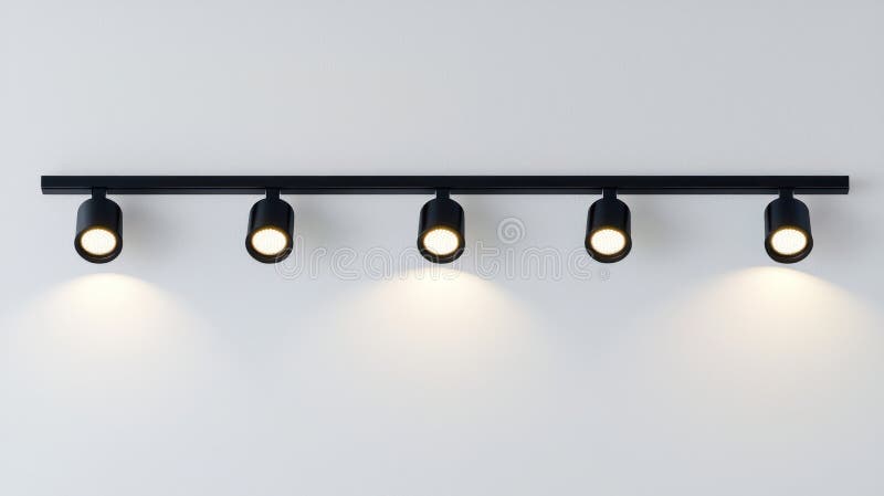 Track Lighting Shown in a Front View, Full Length, Isolated on a Blank ...