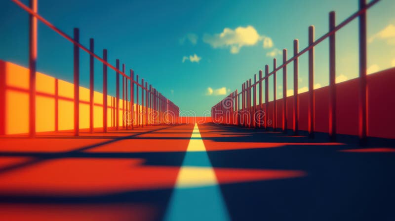 Track with Multiple Hurdles Aligned in Perspective Stock Illustration - Illustration of trip ...