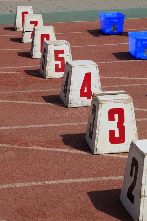 Track Number in the Red Plastic Runway Stock Image - Image of ...