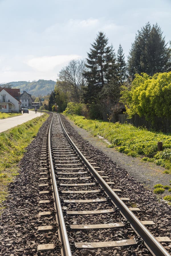 Track with Rails for Train or Train Stock Photo - Image of line, train ...