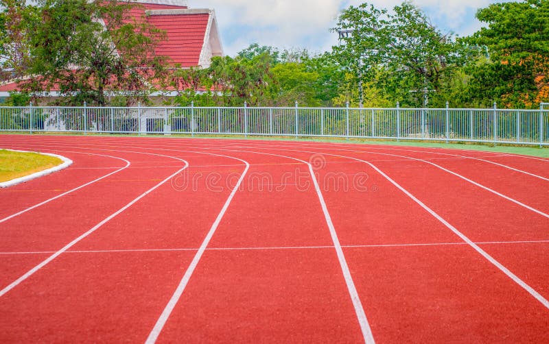 Red Treadmill, Track Running and Football Field at the Stadium W Stock ... Red Treadmill, Track Running and Football Field at the Stadium W Stock ...
