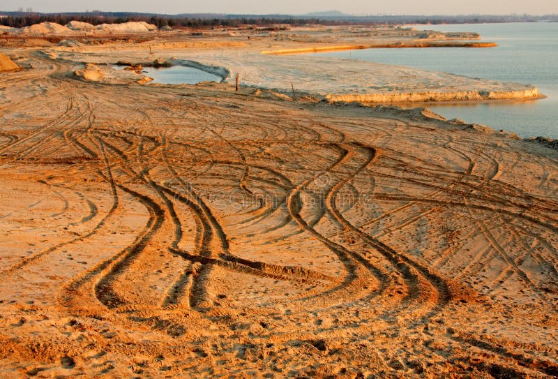 Track in sand stock photo. Image of damage, shore, beach - 6521022