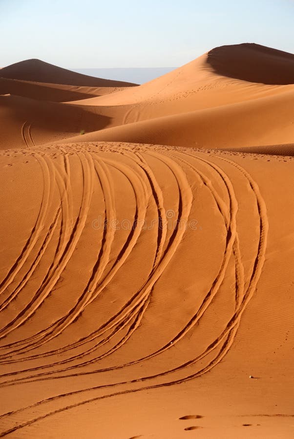 Track on sand stock photo. Image of wheels, dune, landscape - 81169616