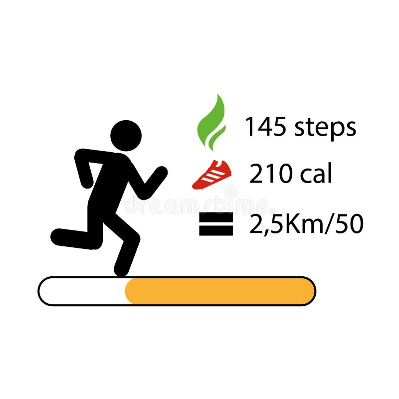 Track the Steps, the Pedometer. Run and Calories Icon Stock ...