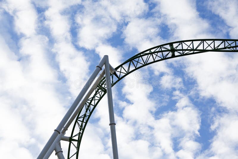 Track To Green Roller Coaster with Clouds in the Sky Stock Image ...