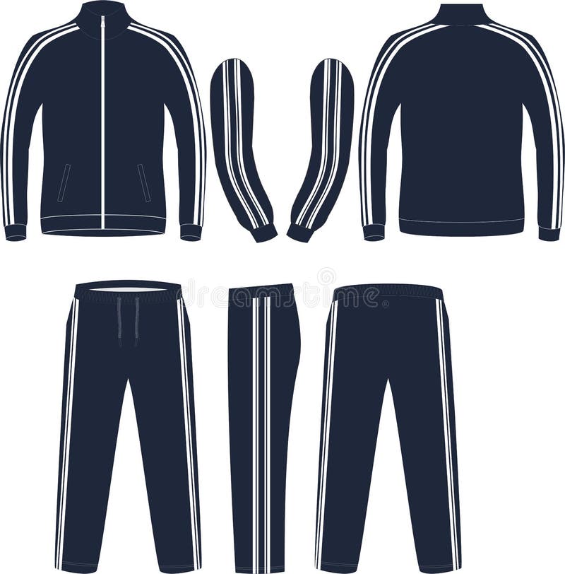 Track Top Side Stripe and Track Bottoms Side Stripe Mock Up Vectors ...