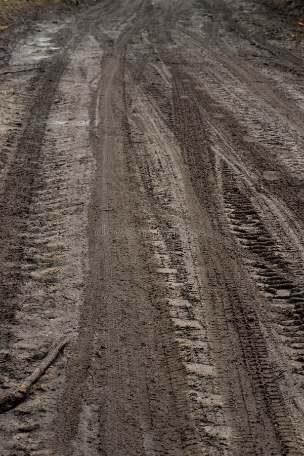 Track Traces in Mud Dirt Road Stock Image - Image of drive, muddy ...