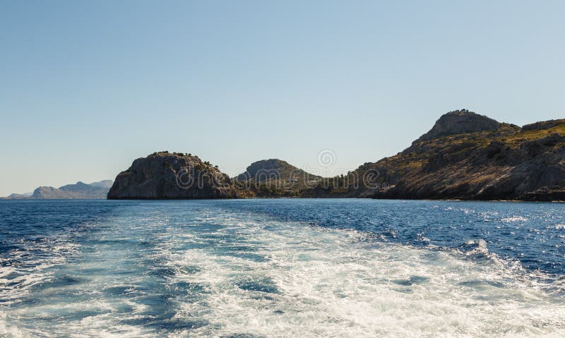 Track Trail Behind of Speed Boat on Sea Surface with Clear Sky in ...