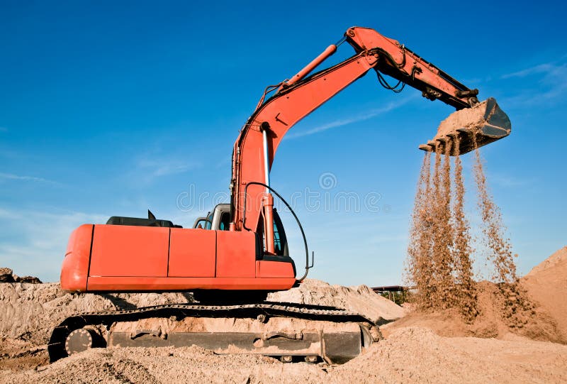 Track-type Loader Excavator at Sand Stock Image - Image of excavator ...