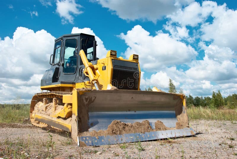 Track-type Loader Bulldozer Excavator at Work Stock Photo - Image of ...