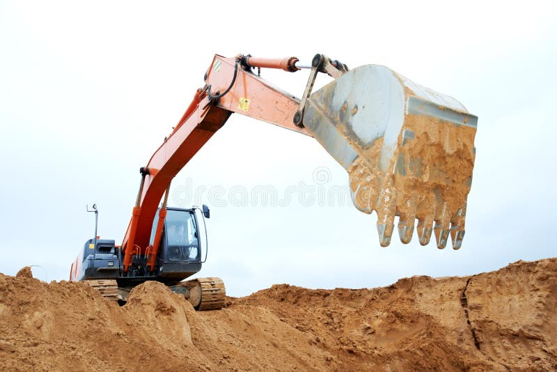 Track-type Loader Excavator at Work Stock Photo - Image of backhoe ...