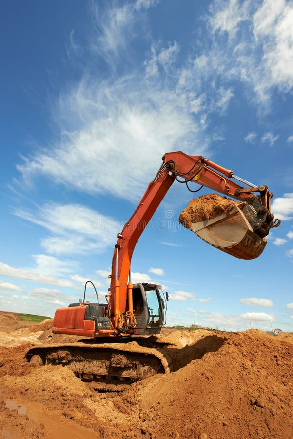 Track-type Loader Excavator at Work Stock Photo - Image of machinery ...