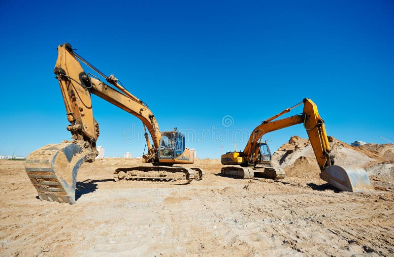 Track-type Loader Excavator at Sand Stock Image - Image of excavator ...
