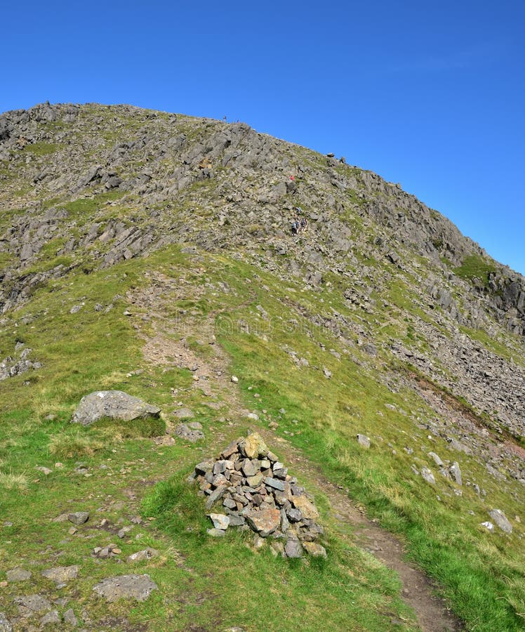 Climbers on the Track and Summit of Scoat Fell Stock Photo - Image of ...