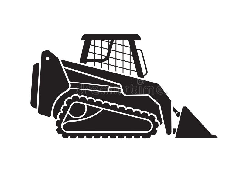 Tracked Skid Loader Earthmover Silhouette Stock Vector - Illustration ...