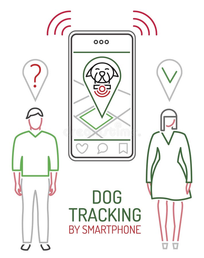 Tracker for Dogs. Smart Collar Stock Vector - Illustration of biometric ...