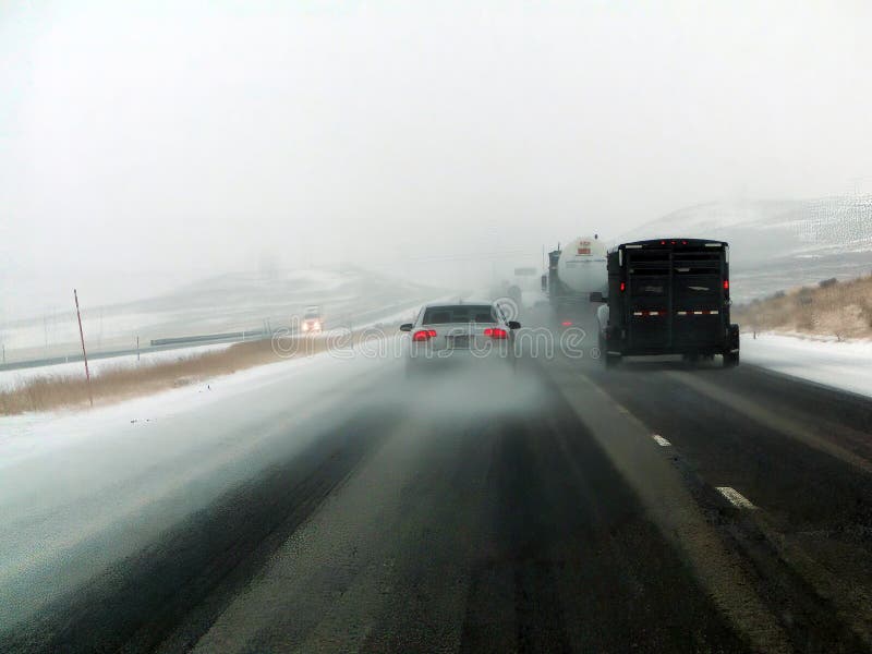 Tracker Trailers Drive Cautiously on Icy Roads Stock Image - Image of ...