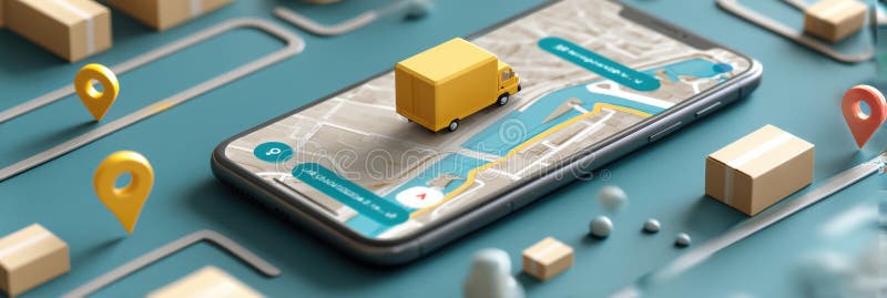 Parcel Tracking App Interface Displaying Delivery Vehicle on Digital ...