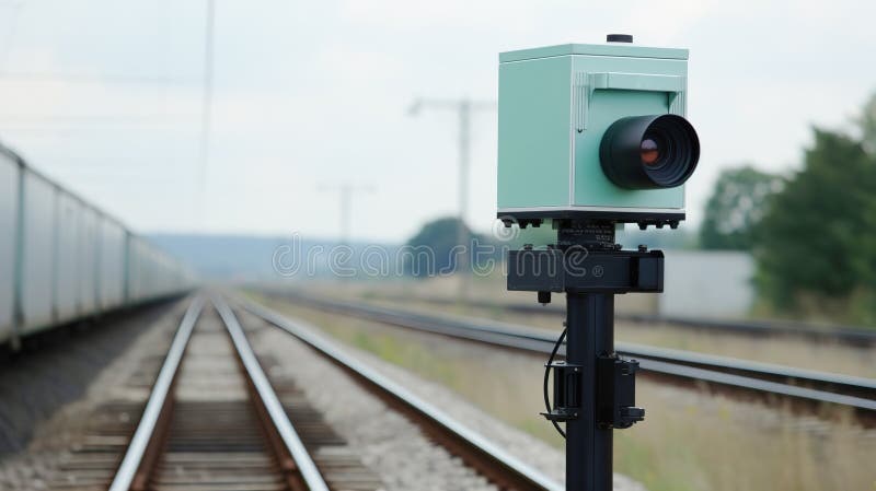 Tracking Camera on the Railway Tracks. Security System, Technology ...