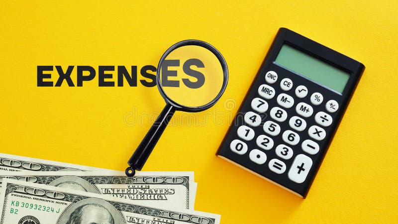Tracking Expenses is Shown Using the Text and Photo of Calculator Stock ...
