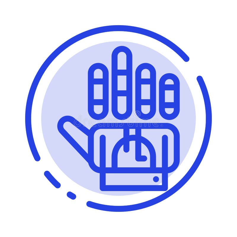 Tracking, Glove, Hand, Technology Blue Dotted Line Line Icon Stock ...