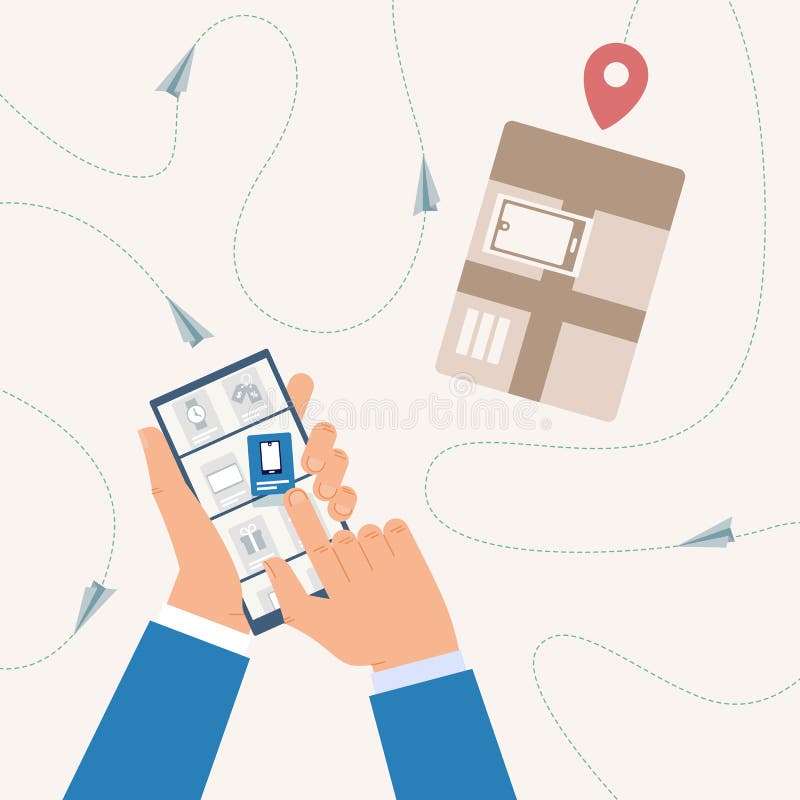 Tracking Goods Delivery Status with Phone Vector Stock Vector ...