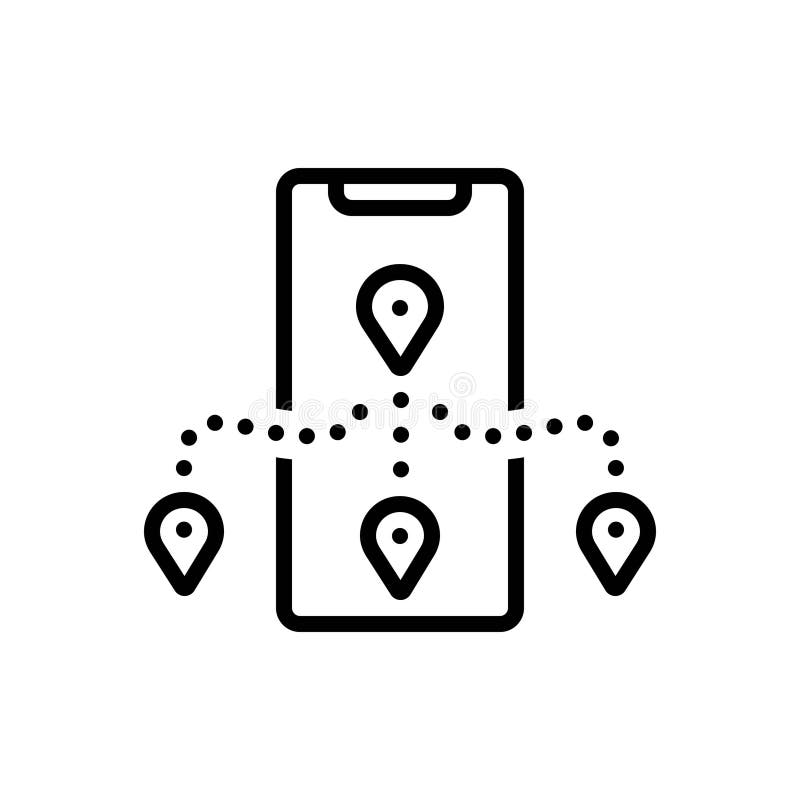 Black Line Icon for Tracking, App and Location Stock Illustration - Illustration of landmark ...