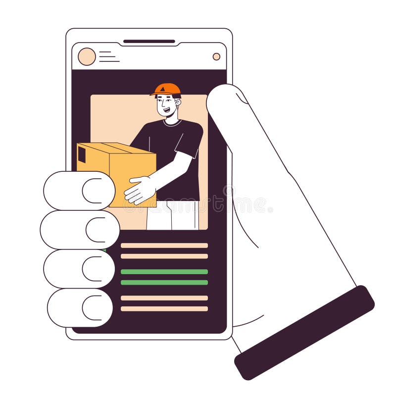 Tracking Package Delivery by Courier Flat Line Concept Vector Spot ...