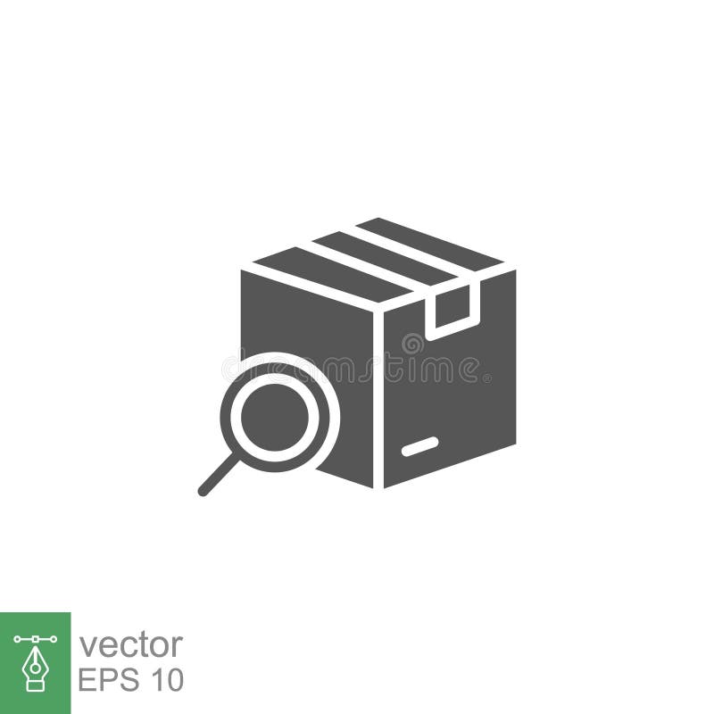 Tracking Package Solid Icon. Search Package in Distribution Stock ...