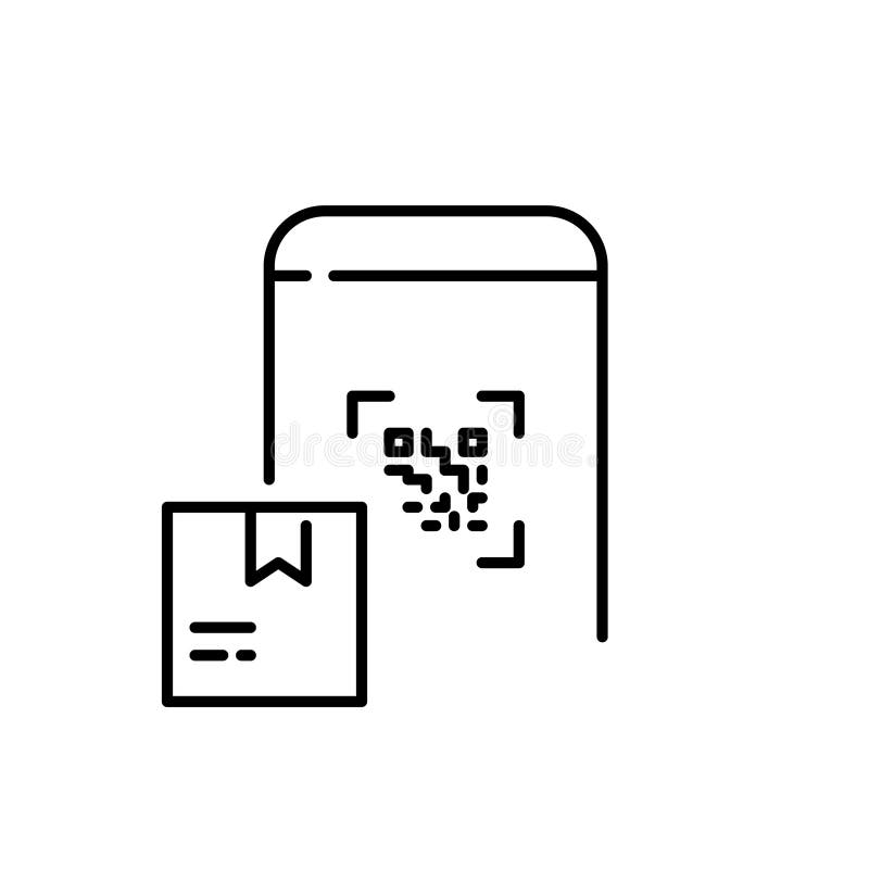 Tracking Parcel Location Using Qr Code. Pixel Perfect Icon Stock Vector ...